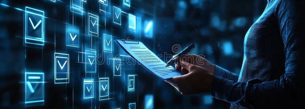 Businessmen Review Electronic Documents on Digital Documents and ...