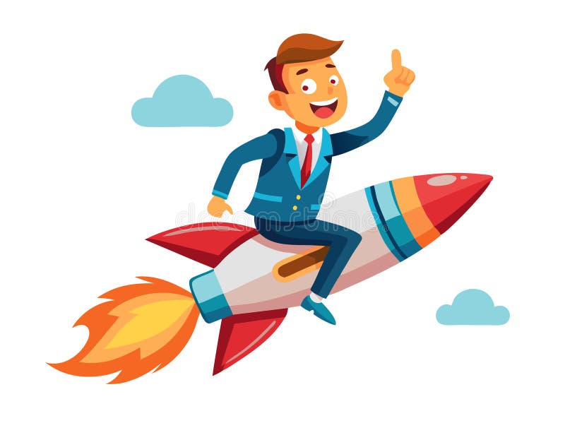 Businessmen ride a rocket stock illustration. Illustration of vector ...