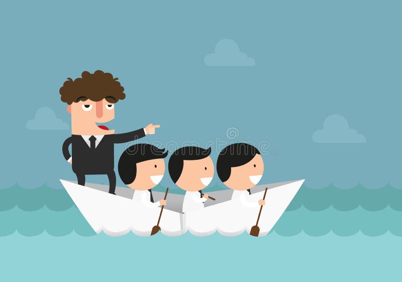 Businessmen Rowing the Boat Stock Vector - Illustration of leader ...