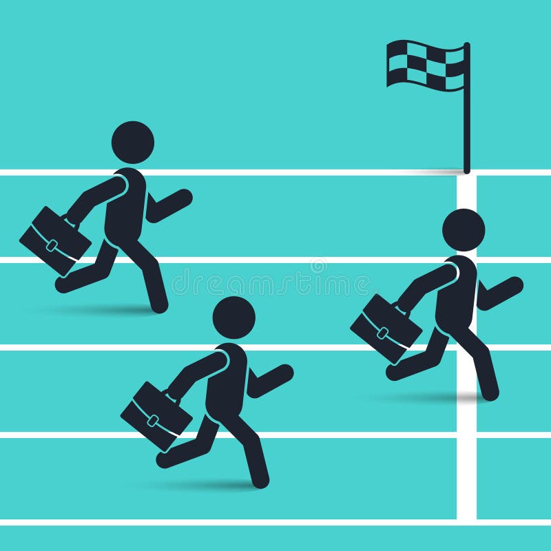 Businessmen Running Down the Track. Business Vector Illustration Stock ...