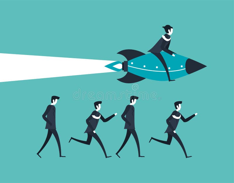 Businessmen Running and Flying Stock Vector - Illustration of employers ...