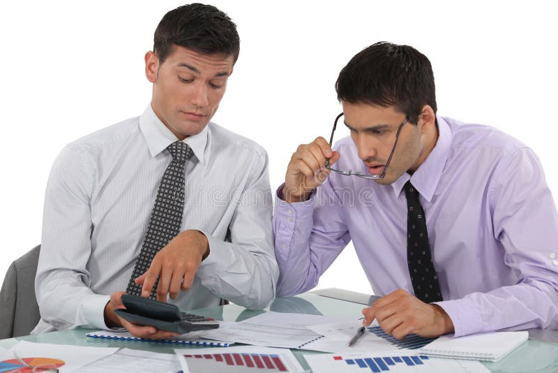 Businessmen Scrutinizing Results Stock Image - Image of shirt, graph ...