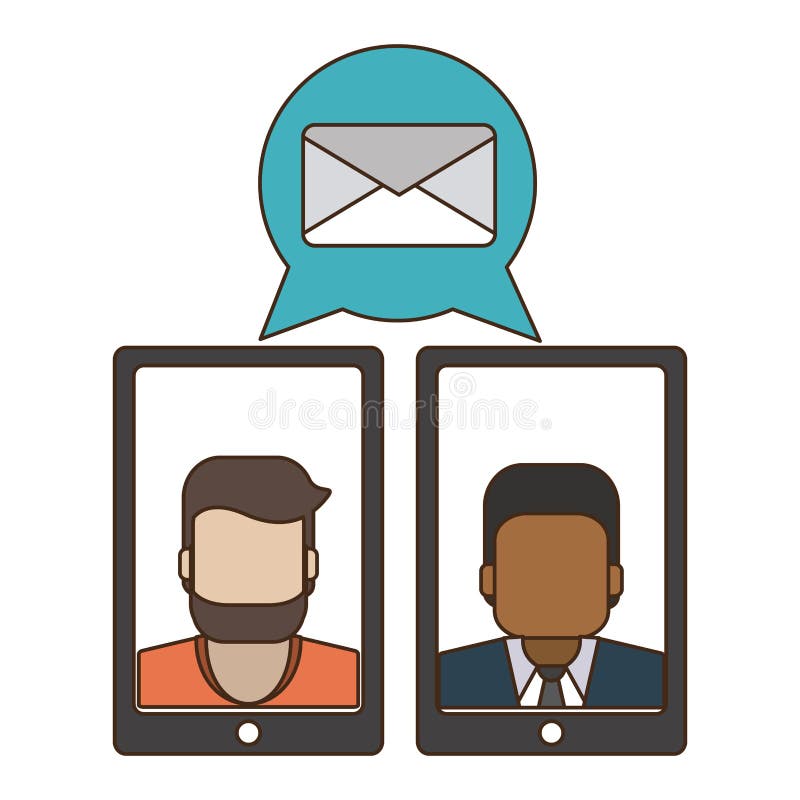 Businessmen sending email stock vector. Illustration of correspondence ...