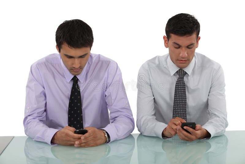 Businessmen Sending Text Messages Stock Photo - Image of mobile ...