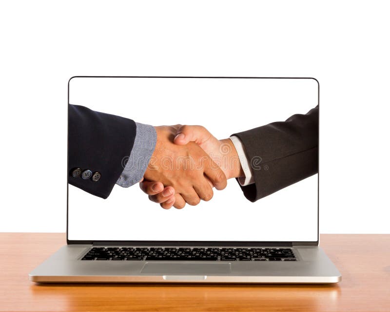 Computer Keyboard With Handshake Button Stock Photo - Image of ...