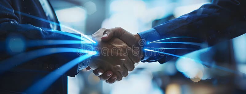 Businessmen Shaking Hands Digital Network Overlay Stock Illustration ...