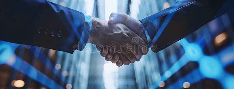 Businessmen Shaking Hands Digital Network Overlay Stock Illustration ...