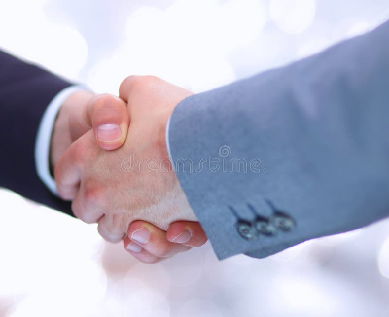 Businessmen Shaking Hands, Isolated on White. Stock Image - Image of ...