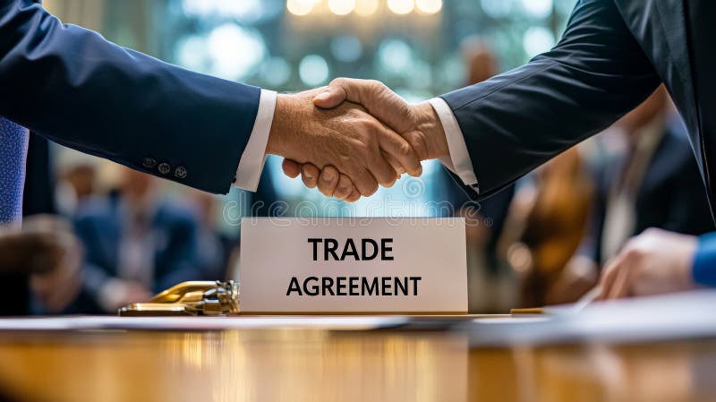 Businessmen Shaking Hands Over Trade Agreement in Formal Setting Stock Illustration ...
