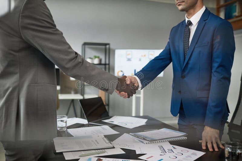 Businessmen Shaking Hands Side View Stock Photo - Image of working ...