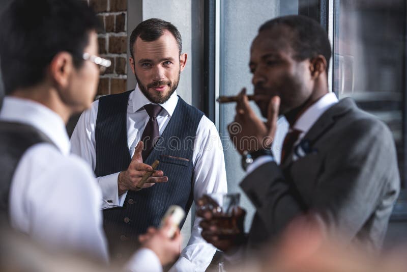 Businessmen Smoking Cigars Together during Break Stock Image - Image of ...