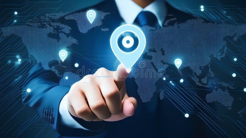 Businessmen Specify Location Points and Search Addresses in the World ... Businessmen Specify Location Points and Search Addresses in the World ...