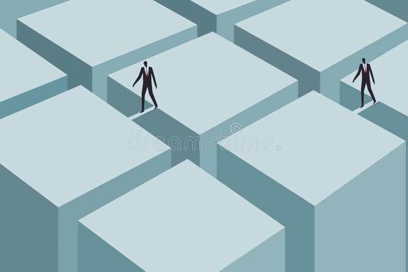 Businessmen Standing on the Top of Different Blocks Stock Vector ...