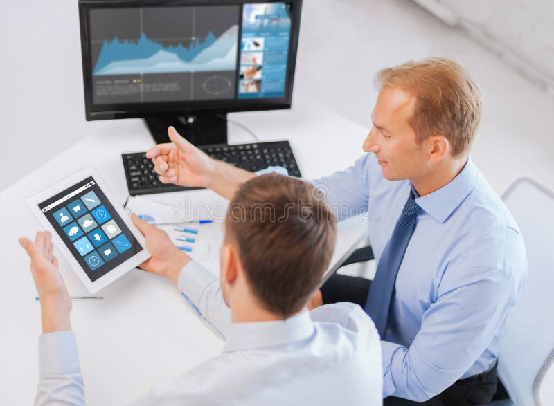 Businessmen use a computer stock photo. Image of educate - 2386524