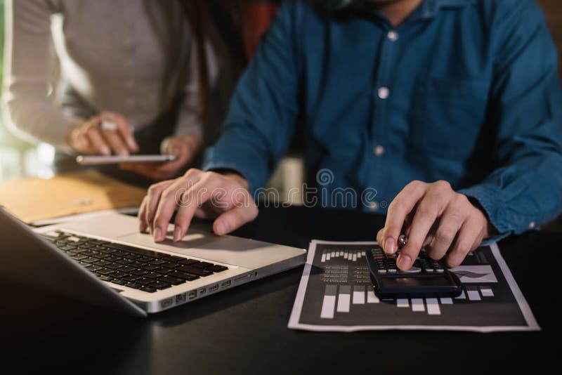 Businessmen Team or Financial Data Analysts Working with Tablets and ...