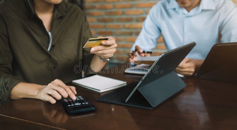 Businessmen Team or Financial Data Analysts Working with Tablets and ...