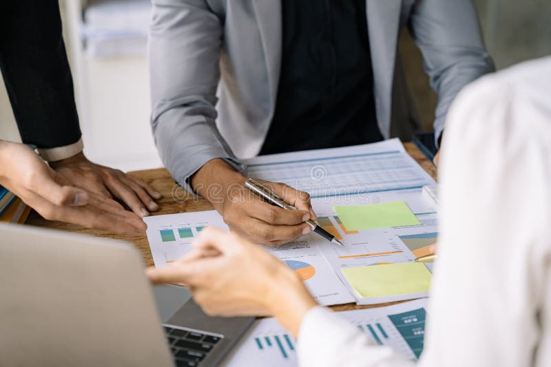 Businessmen Team or Financial Data Analysts Working with Tablets and ...