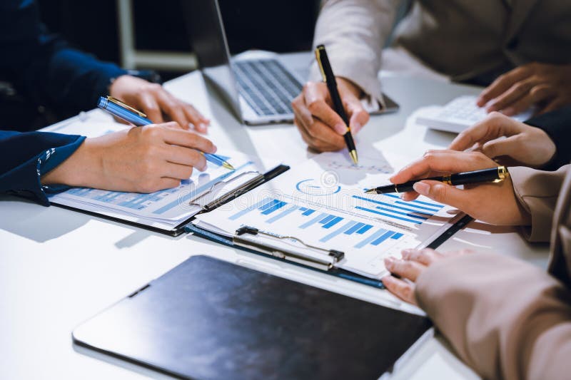 Businessmen Team or Financial Data Analysts Working with Tablets and ...