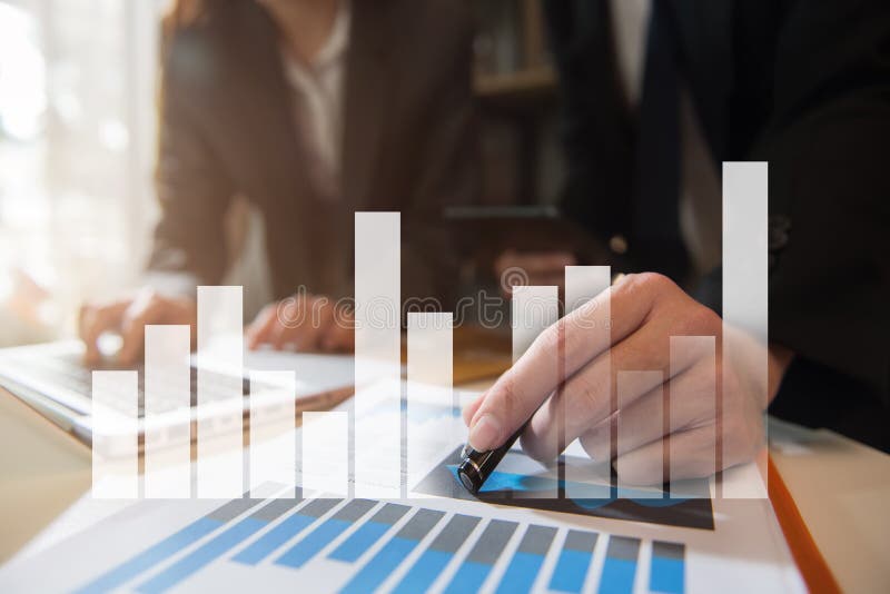 Businessmen Team or Financial Data Analysts Working with Tablets and ...