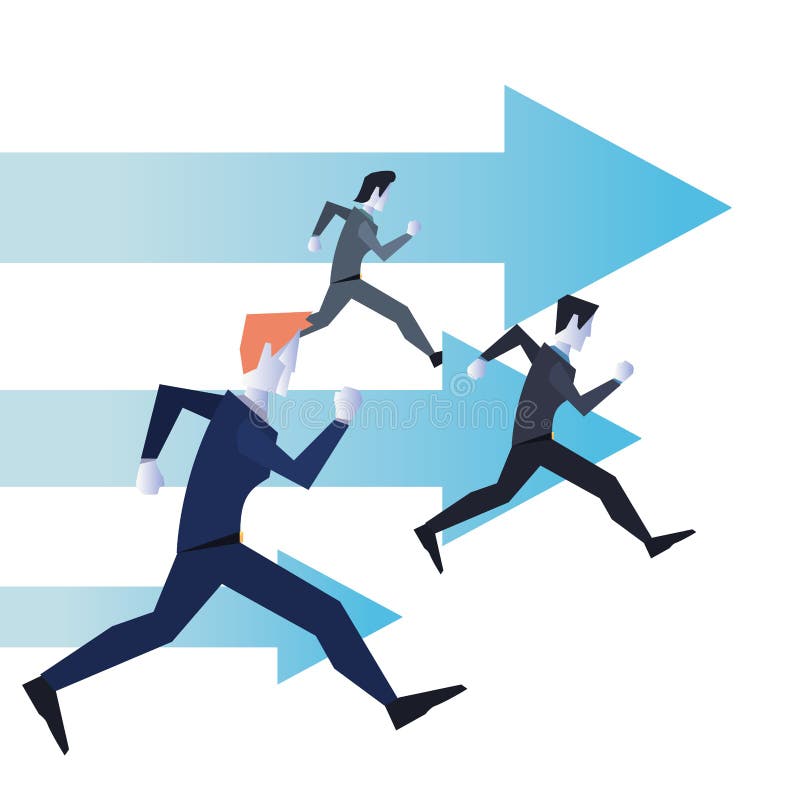 Businessmen Team Running To Success Stock Vector - Illustration of pose ...