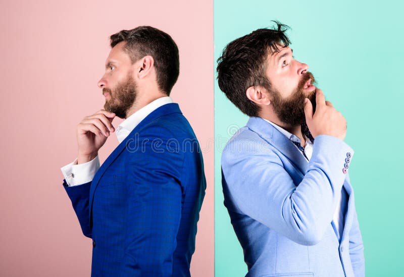 Businessmen Thoughtful Face Thinking about Business Problem. Business ...