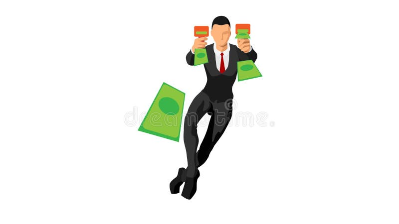 Businessmen Throw Paper Money with Tools. Flat Vector Characters with ...