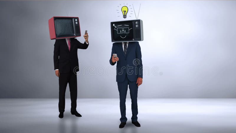 Businessmen with Tv on His Head Stock Footage - Video of innovate, idea ...