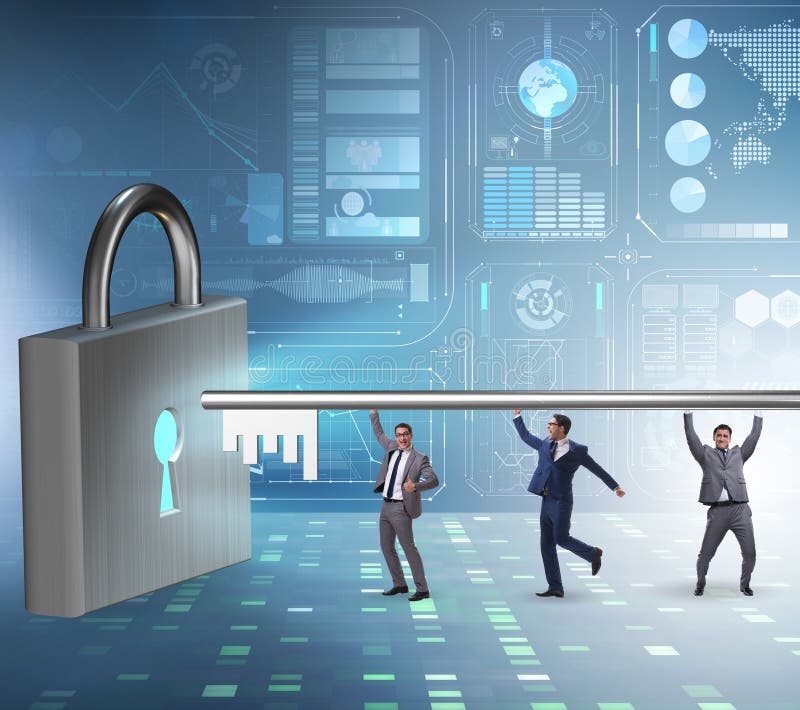 Businessmen Unlocking New Opportunity with Key Stock Image - Image of ...