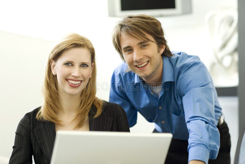 Businessmen use a computer stock photo. Image of educate - 2386524