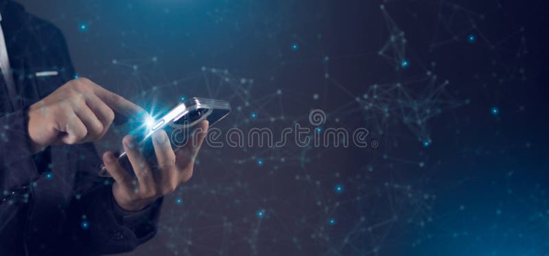 Businessmen Use Mobile Phones To Connect Information Technology of ...