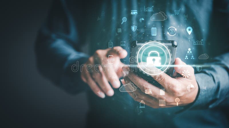 Businessmen Use Smartphones To Connect Data through Authentication and ...