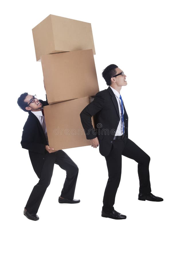 Businessmen Carrying Heavy Boxes Stock Image - Image of occupation ...