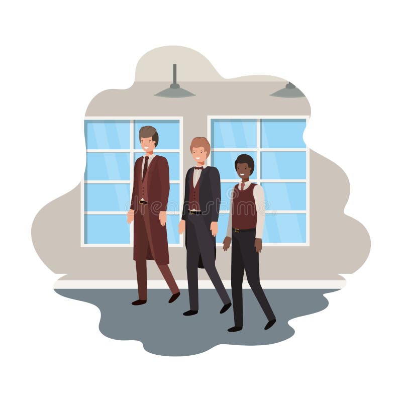 Businessmen with Wall and Windows Avatar Character Stock Vector ...