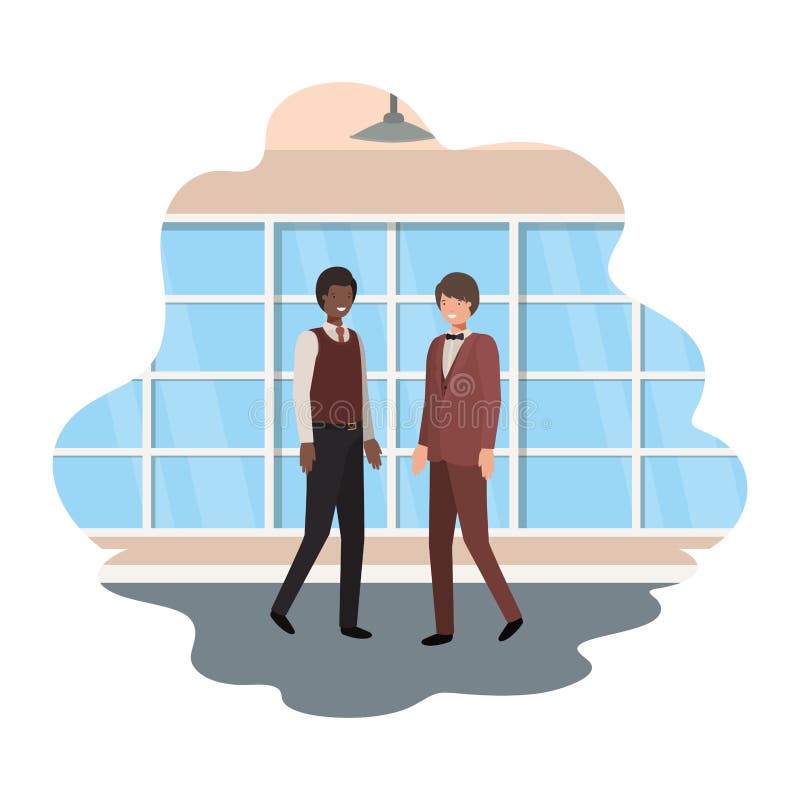 Businessmen with Wall and Windows Avatar Character Stock Vector ...