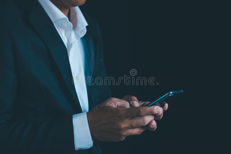 Businessmen Work on the Mobile Phone Screen, and There is a Blank Space ...