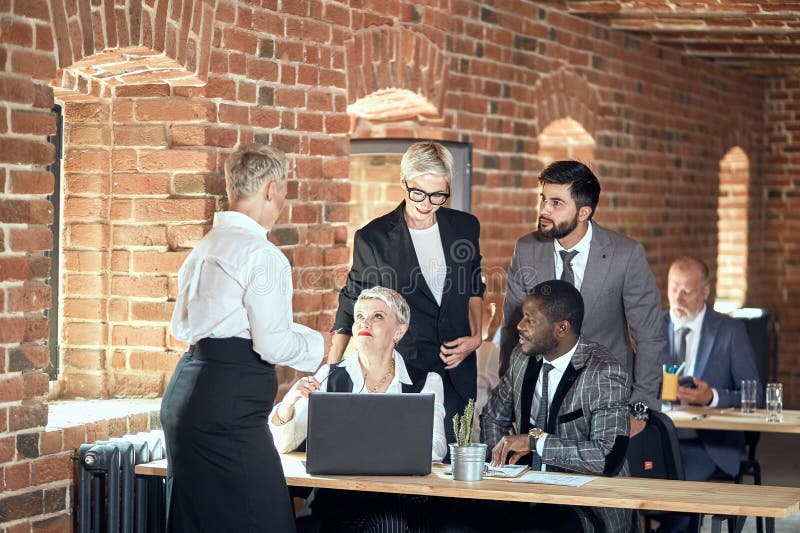 Businessmen work in office stock image. Image of idea - 159139003