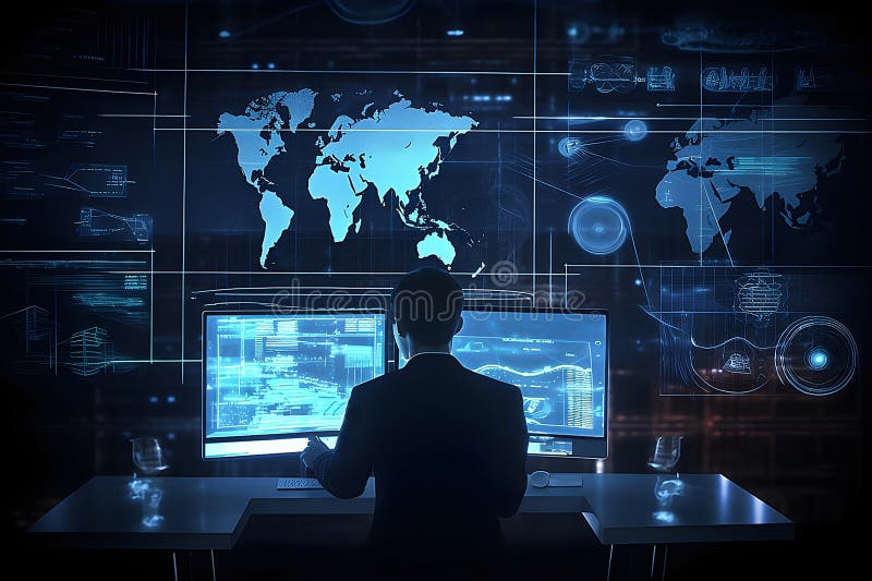 Businessmen Work on the Process and Strategy on Virtual Screen ...