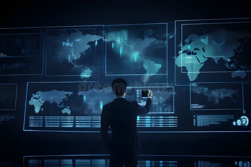 Businessmen Work on the Process and Strategy on Virtual Screen ...