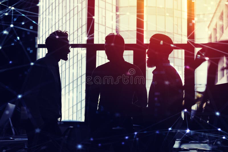 Businessmen that Work Together in Office with Network Connection Effect ...