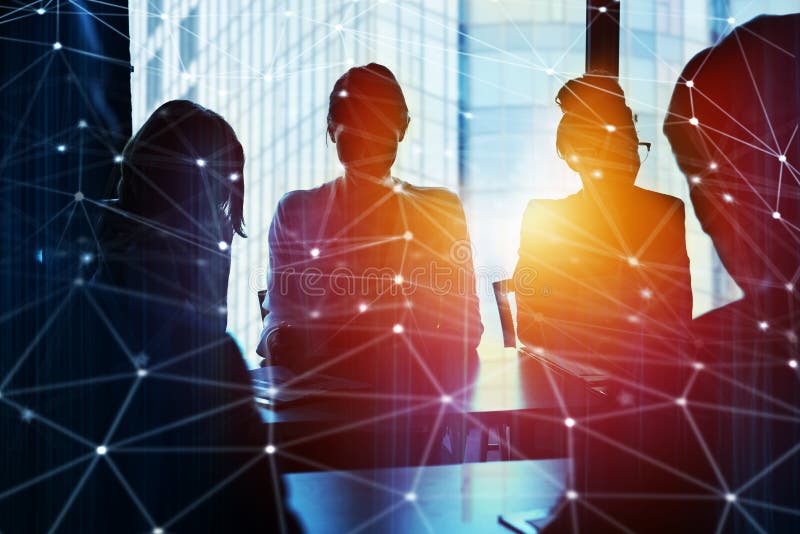 Businessmen that Work Together in Office with Network Connection Effect ...