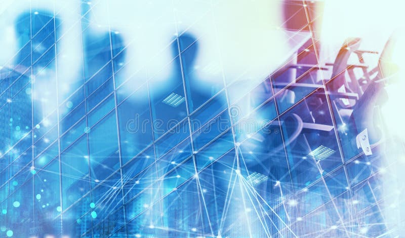 Businessmen that Work Together in Office with Network Connection Effect ...