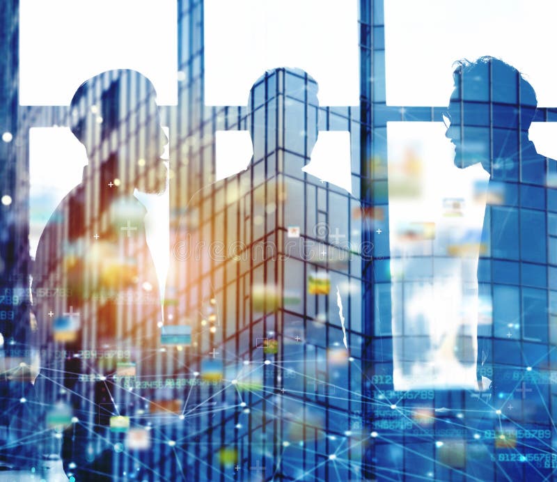 Businessmen that Work Together in Office with Network Connection Effect ...