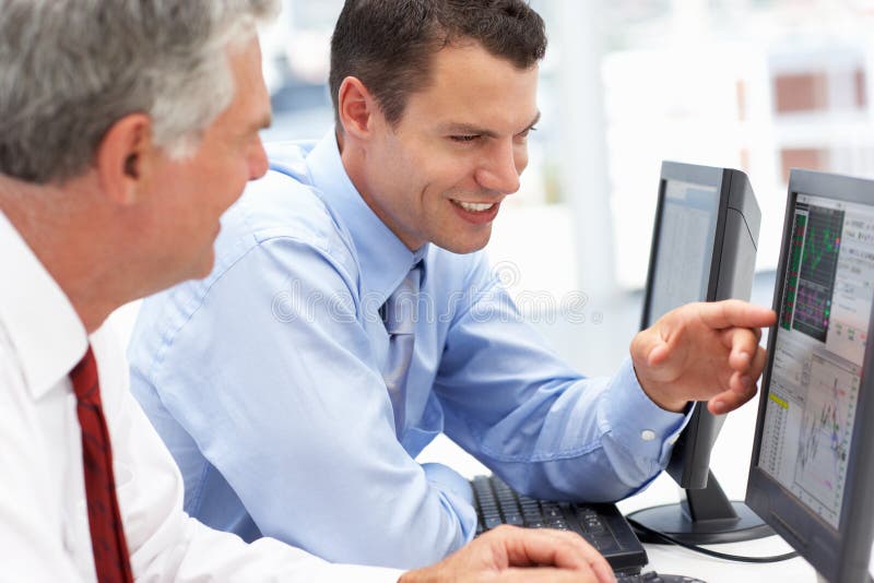 Businessmen Working on Computers Stock Image - Image of indoors, smart ...