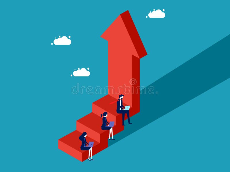 Businessmen Working at Different Levels of Growth. Grow Continuously ...