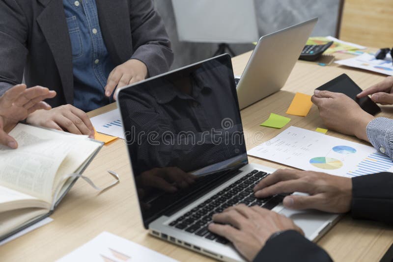 Businessmen Working with Document, Digital Tablet, Laptop Computer ...
