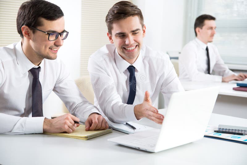 Businessmen Working in an Office Stock Photo - Image of explain, human ...