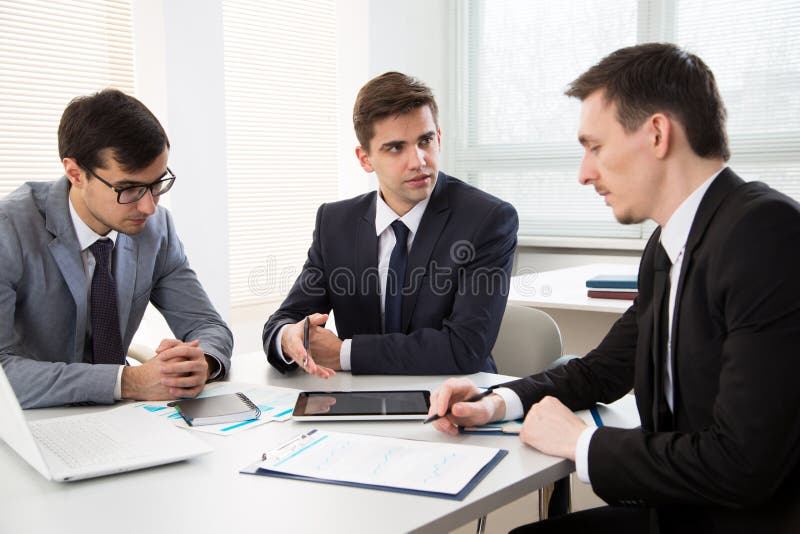 Businessmen Working in an Office Stock Photo - Image of explain ...