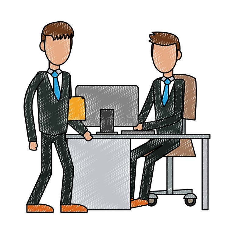 Businessmens at Office Scribble Stock Vector - Illustration of center ...