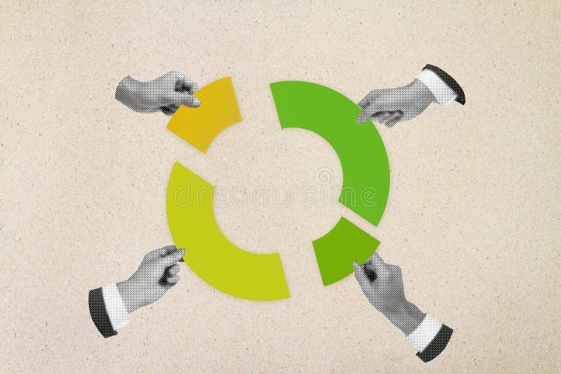 Businesspeople Assembling Colorful Circular Chart Pieces on Light ...