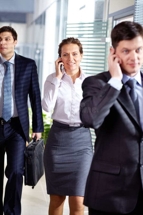 Two Businesspeople Calling Outside Stock Photo - Image of friends ...